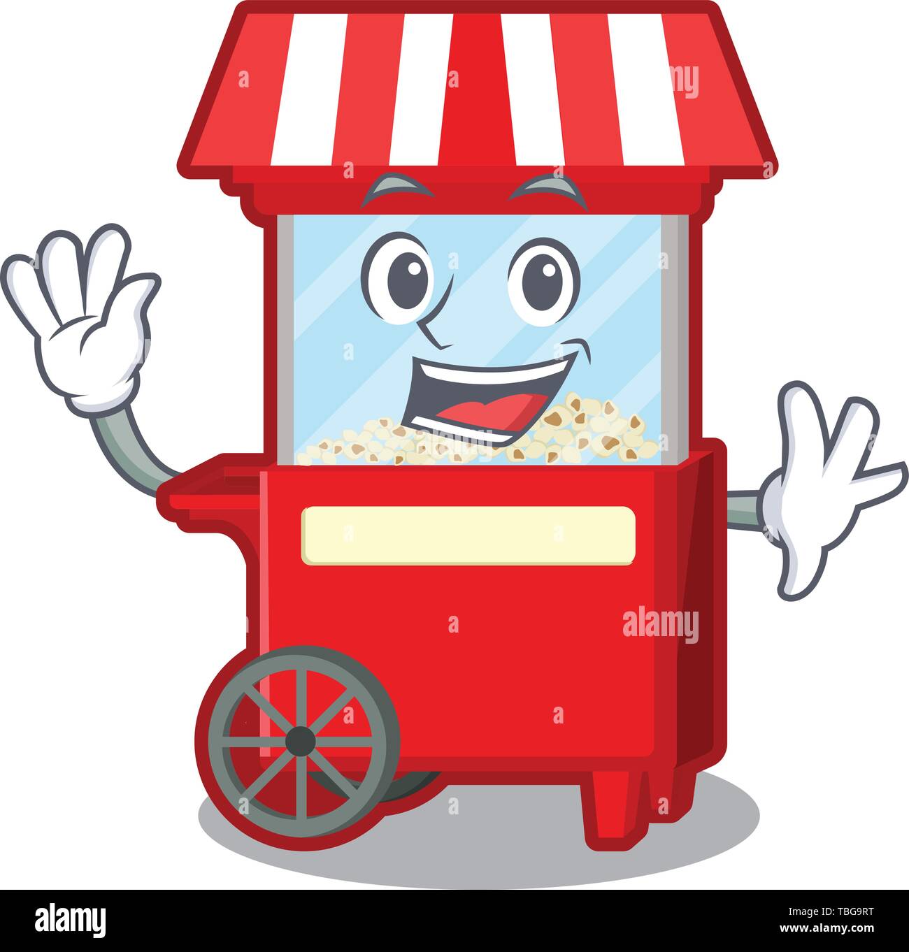 Waving popcorn machine next to cartoon table Stock Vector Image & Art ...