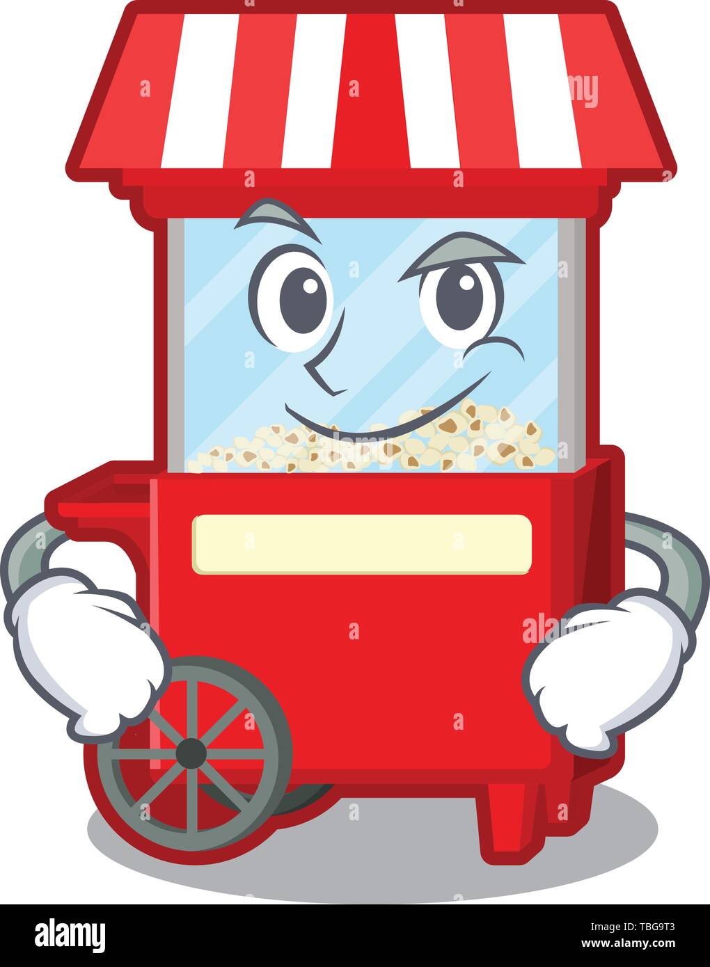 Smirking popcorn machine next to cartoon table Stock Vector Image & Art ...