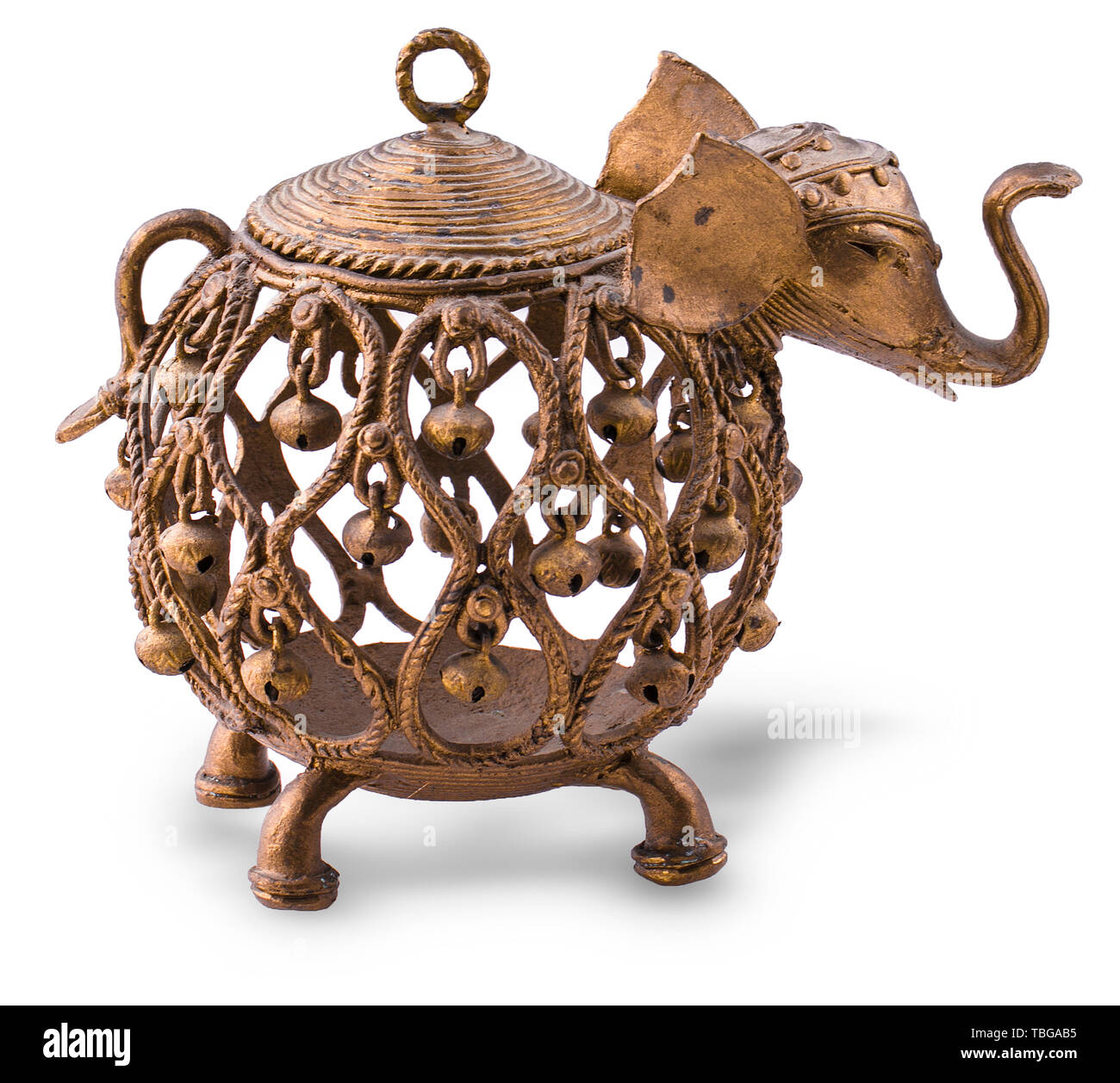 Indian elephant with bells metal candlestick Stock Photo - Alamy
