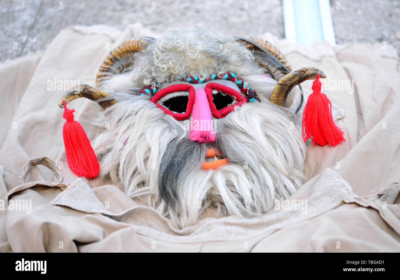 historical dacian people pagan mask close detail Stock Photo - Alamy
