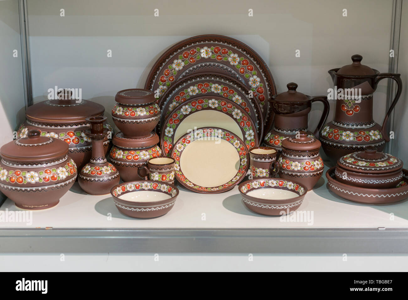 Variety of Colorfully Painted Ceramic Pots in an Outdoor Shopping ...