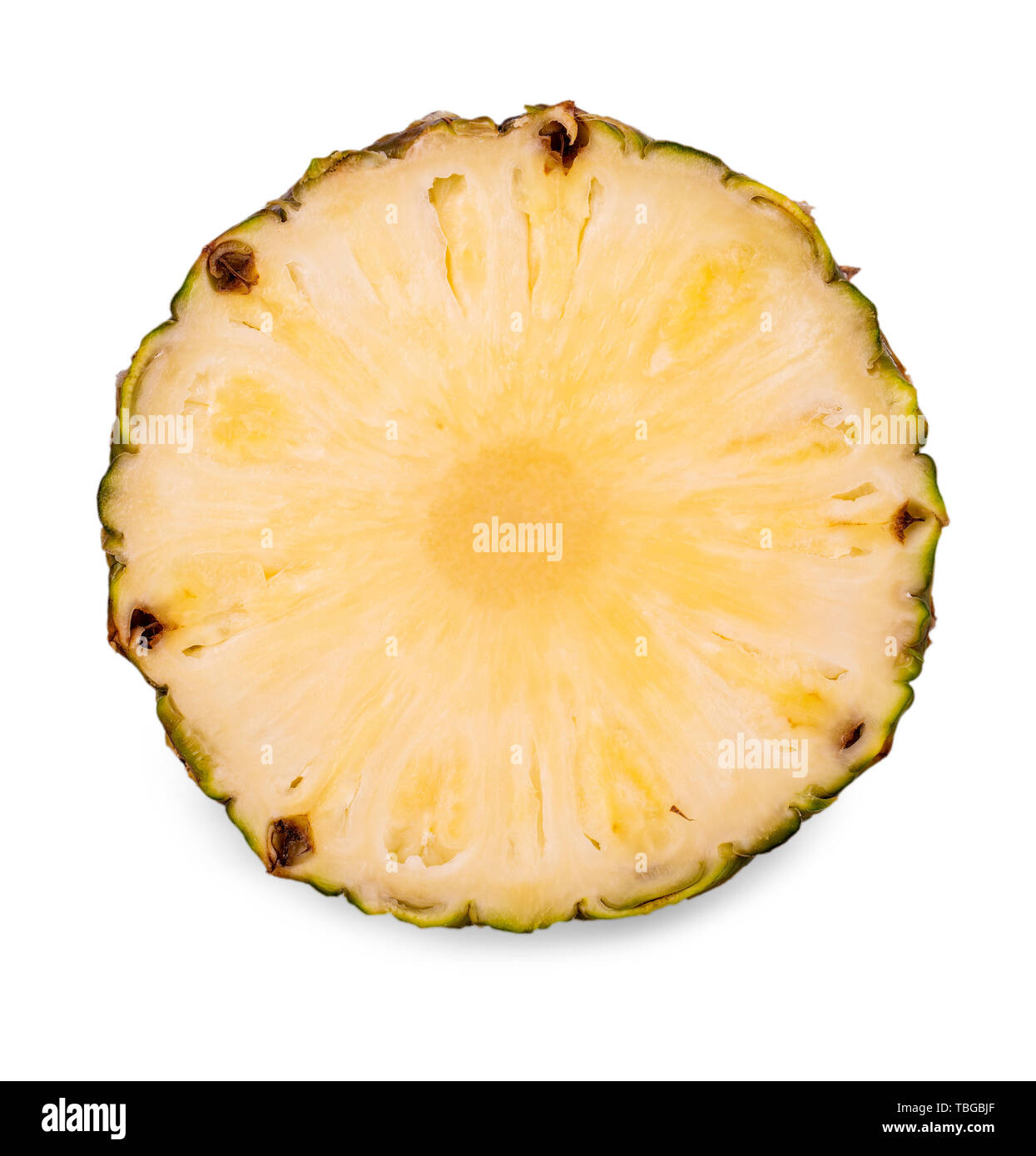 Round pineapple slice isolated on white background Stock Photo - Alamy