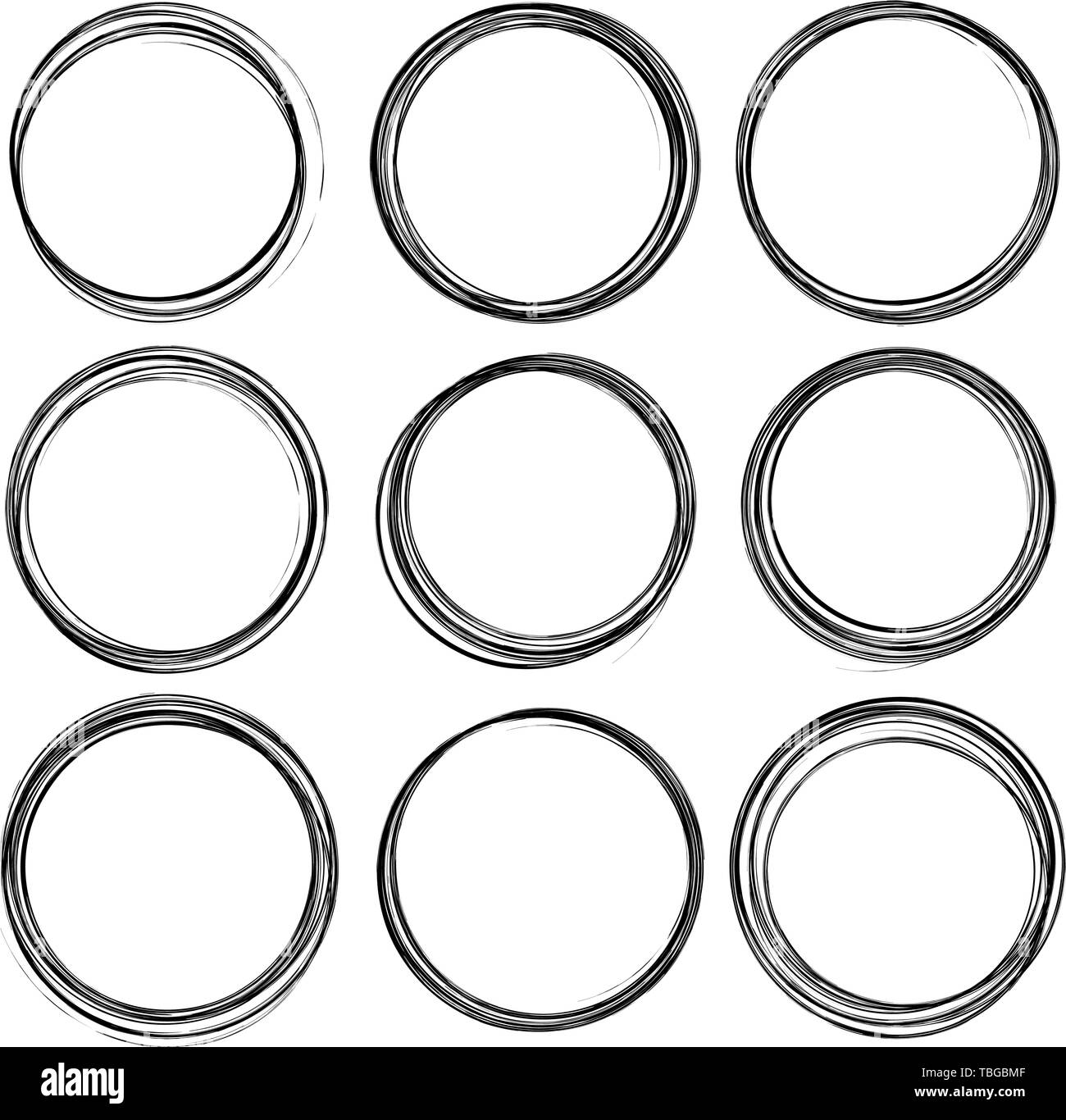 Set of six black round grunge vector templates for rubber stamps Stock ...
