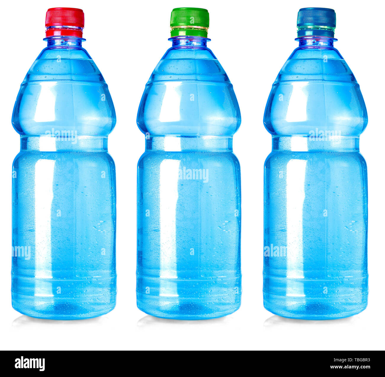 Three water bottles isolated on white with clipping path Stock Photo ...