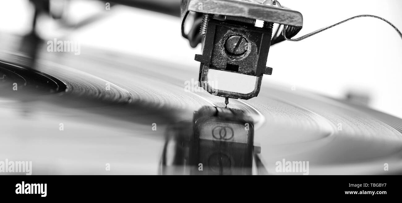 The old dusty vinyl turntable player Stock Photo - Alamy