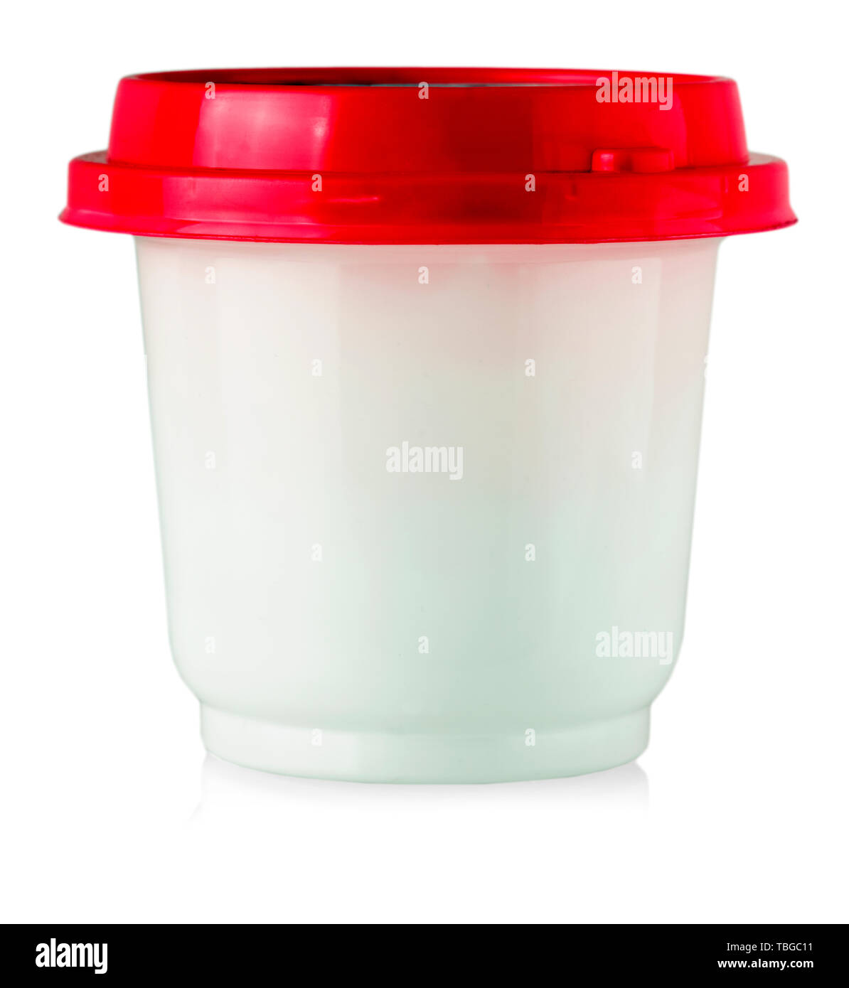 Plastic bottle with red lid for foods. Isolated on white Stock Photo ...