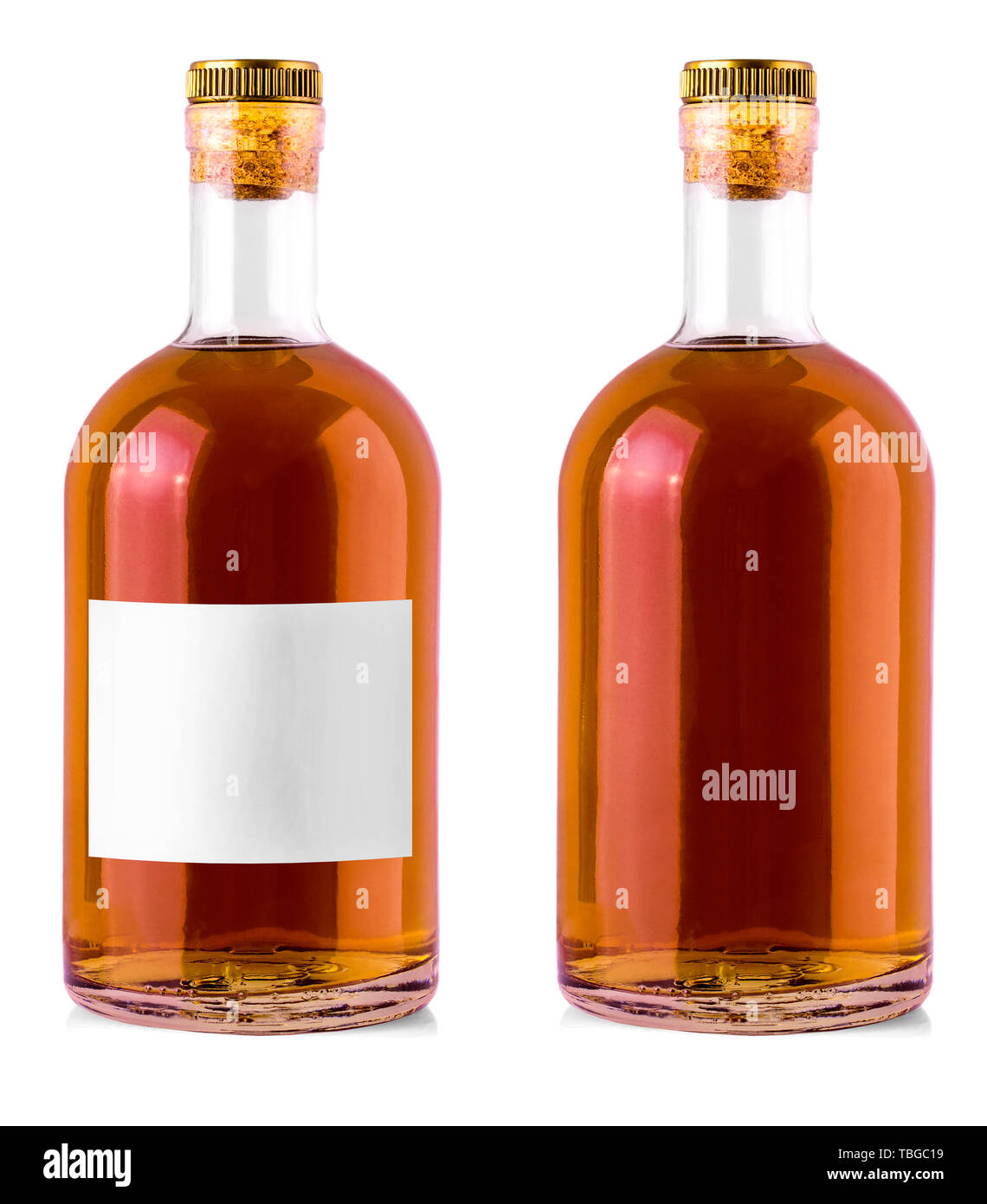 The full whiskey, cognac, brandy bottle isolated on white background. with clipping path Stock ...