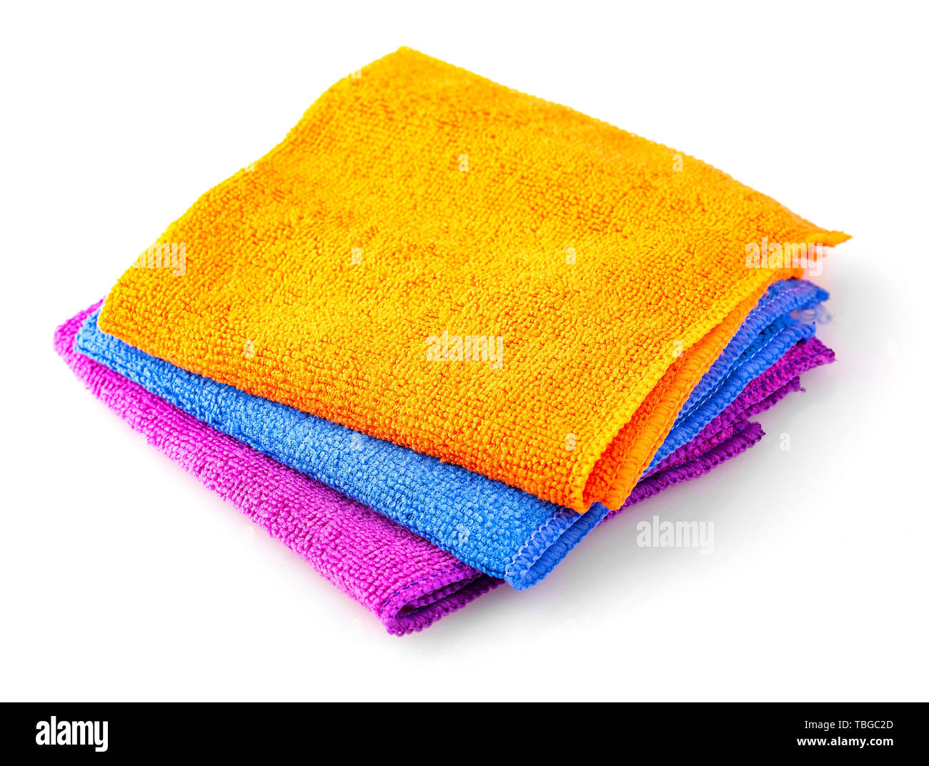 Stack of color microfiber cloths isolated on white background Stock ...