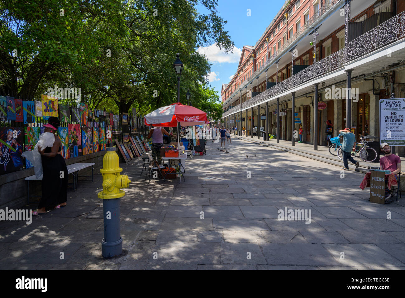 New Orleans, LA, USA -- May 23, 2019. A wide angle photo of artists ...