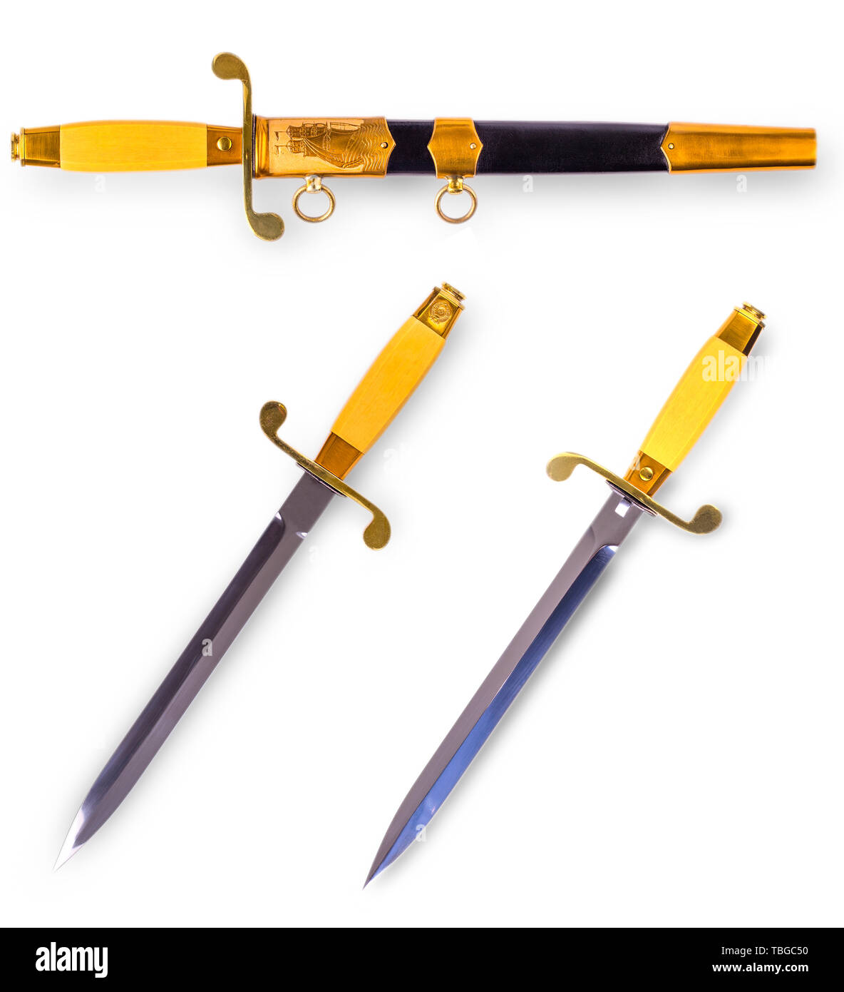 The Dirk of the Russian naval officer isolated on white background ...