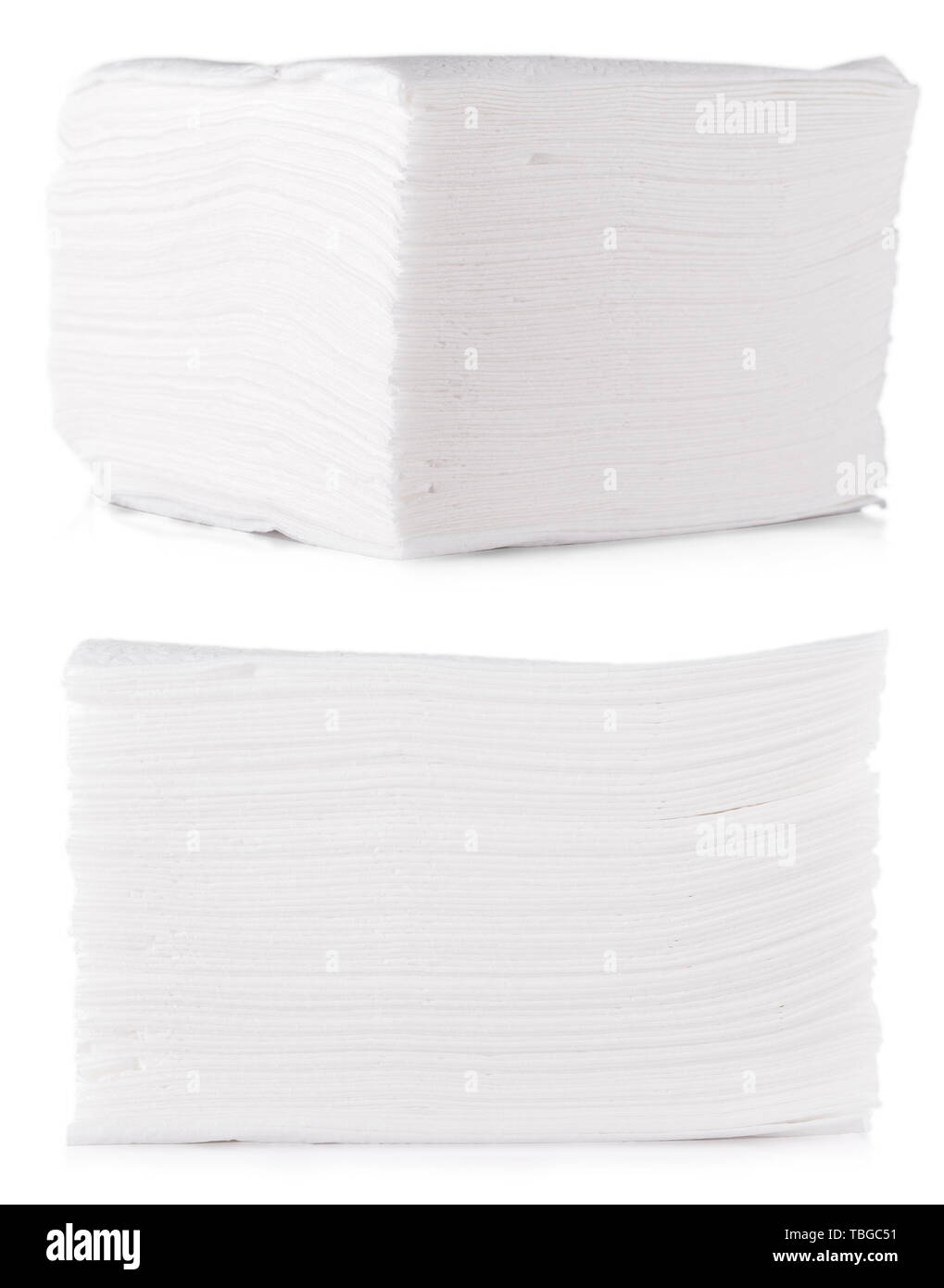 The Stack of folded disposable paper tissues on white background Stock ...
