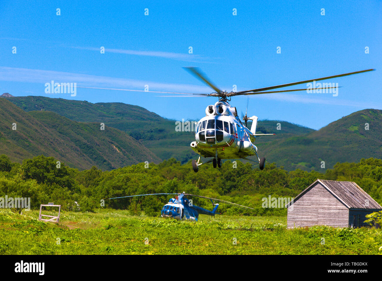 helicopter in the sky at approach Stock Photo - Alamy
