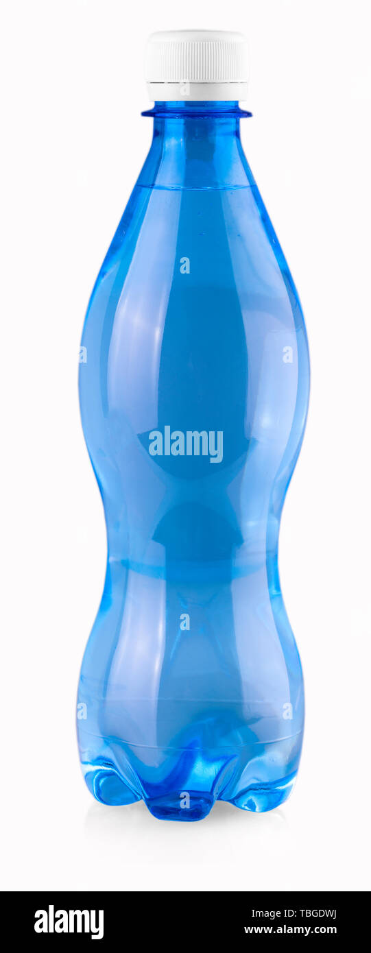 blue water bottle with white cap isolated on white background Stock ...