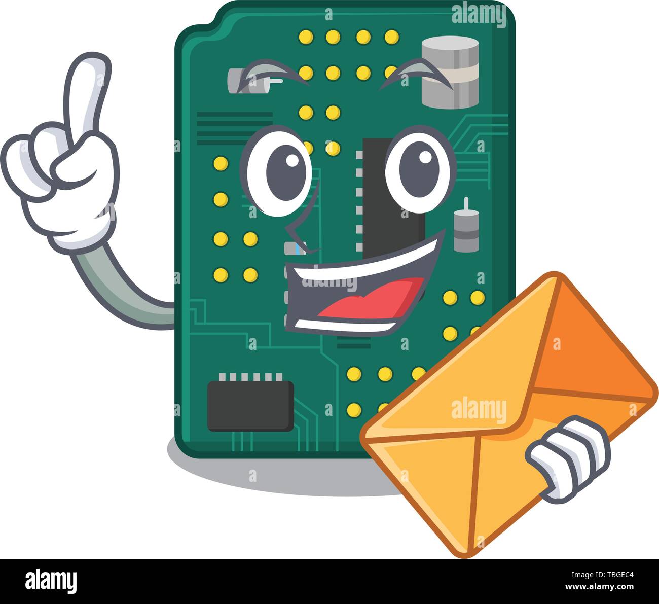 With envelope circuit board pcb in cartoon shape Stock Vector Image ...