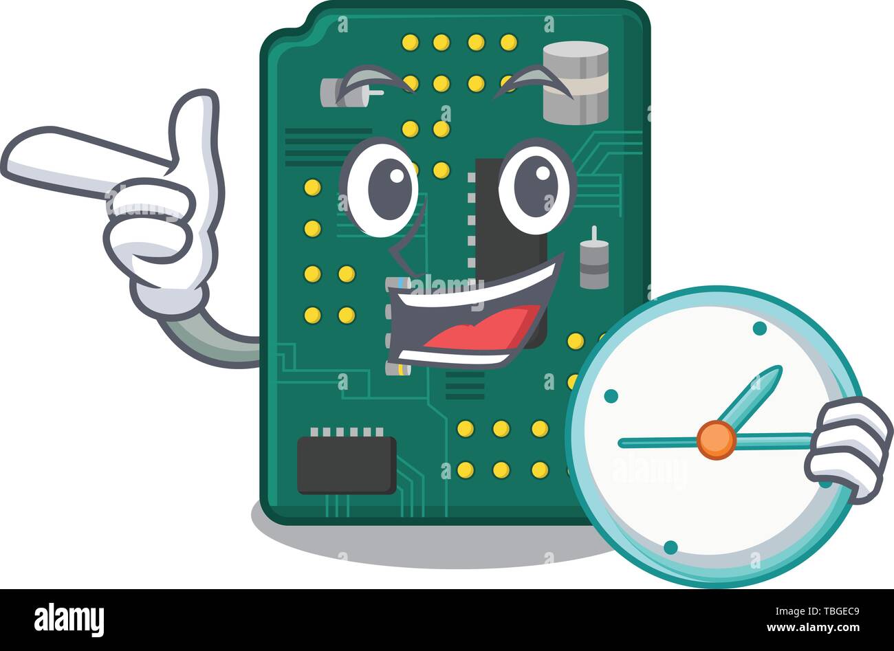 With clock circuit board pcb in cartoon shape Stock Vector Image & Art ...