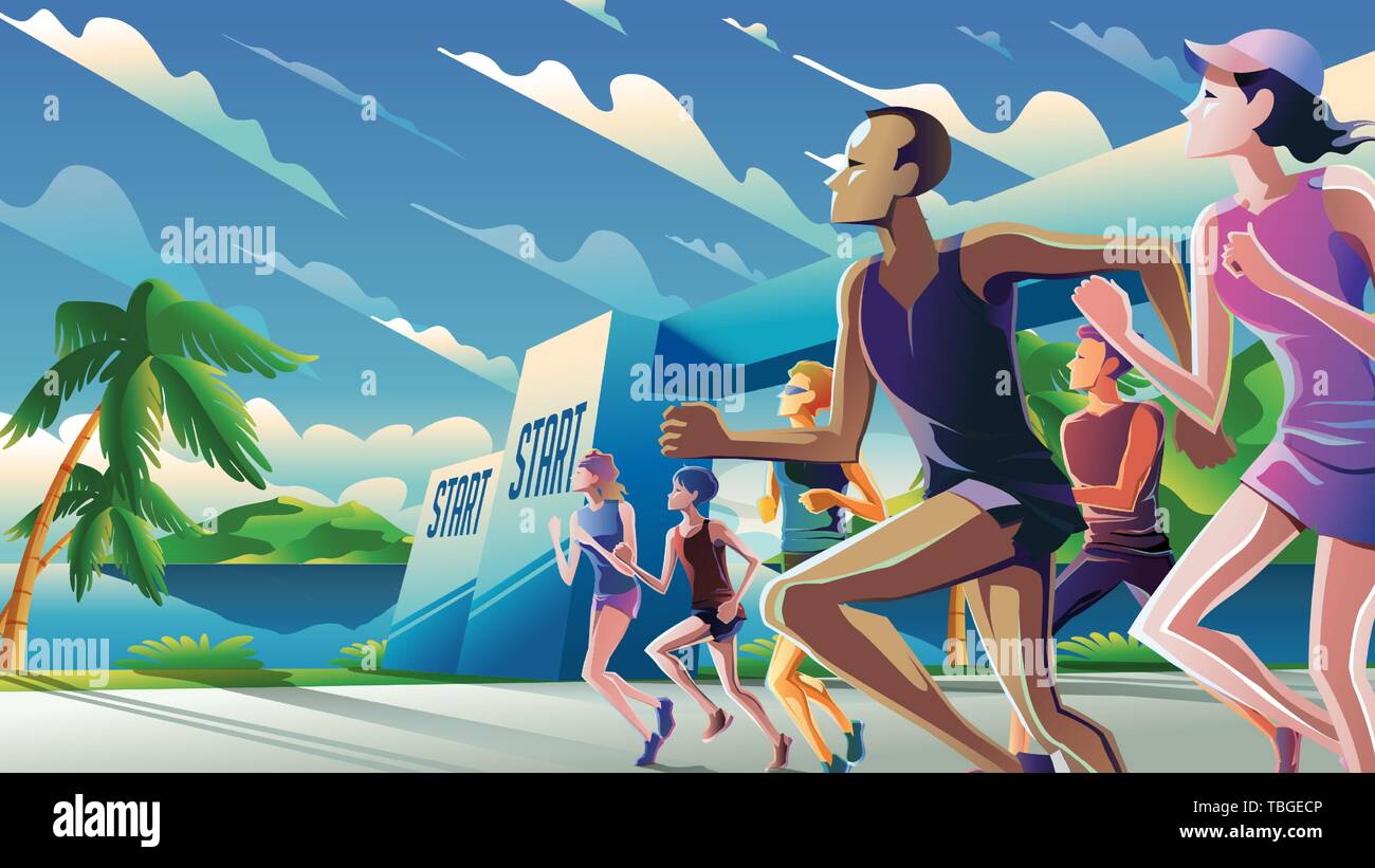 Marathon Running Theme Art Stock Vector Image & Art - Alamy