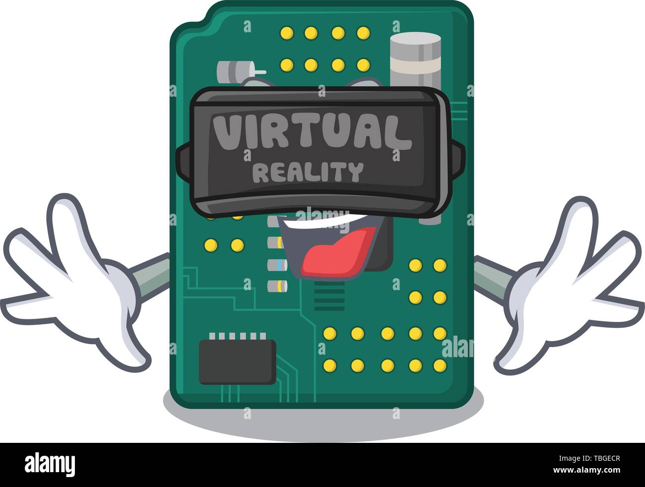 Virtual reality PCB circuit board in PC characters Stock Vector Image ...