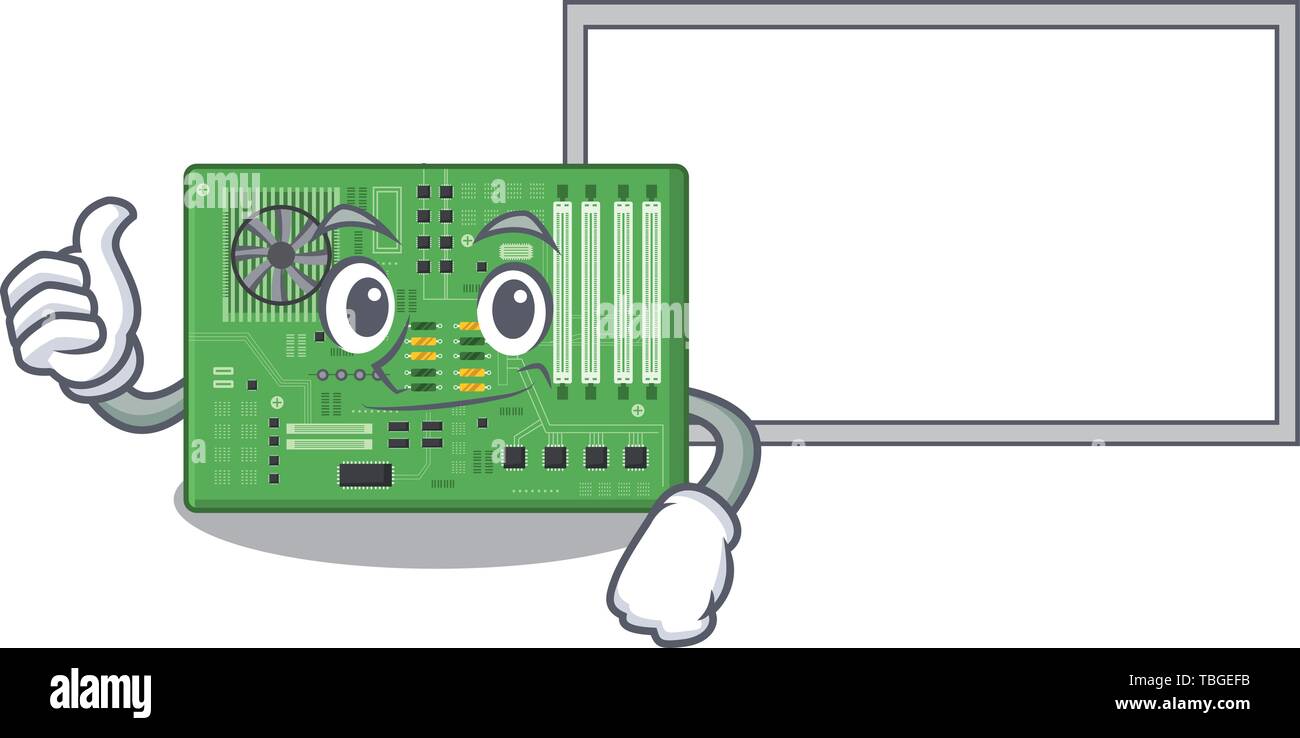 Thumbs up with board motherboard isolated with in the characater Stock ...