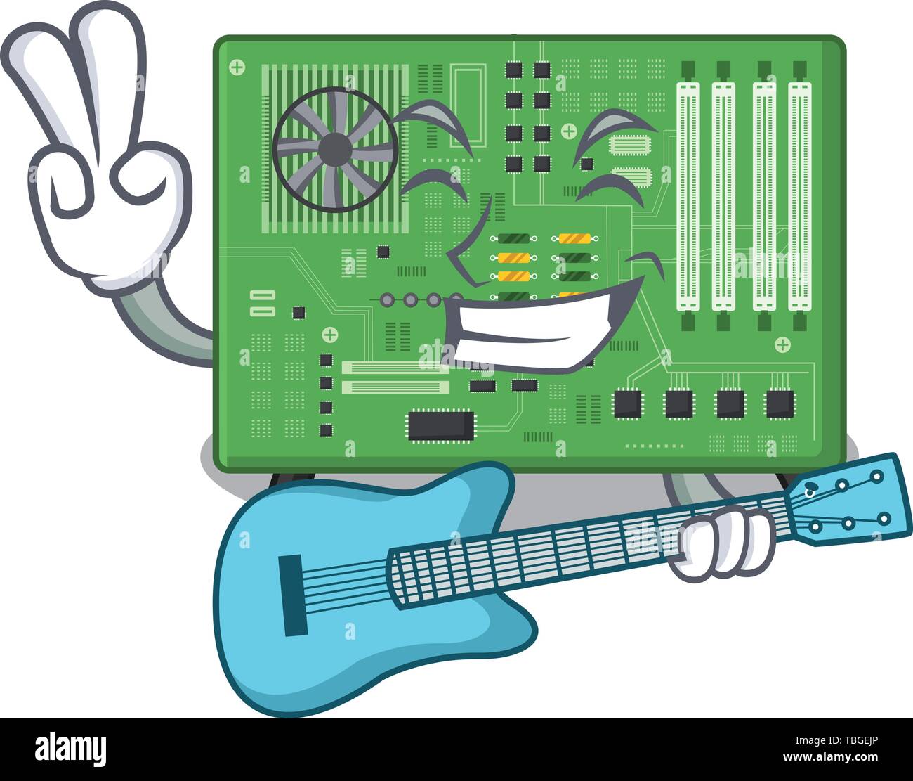 With guitar motherboard in the a computer cartoon Stock Vector Image ...