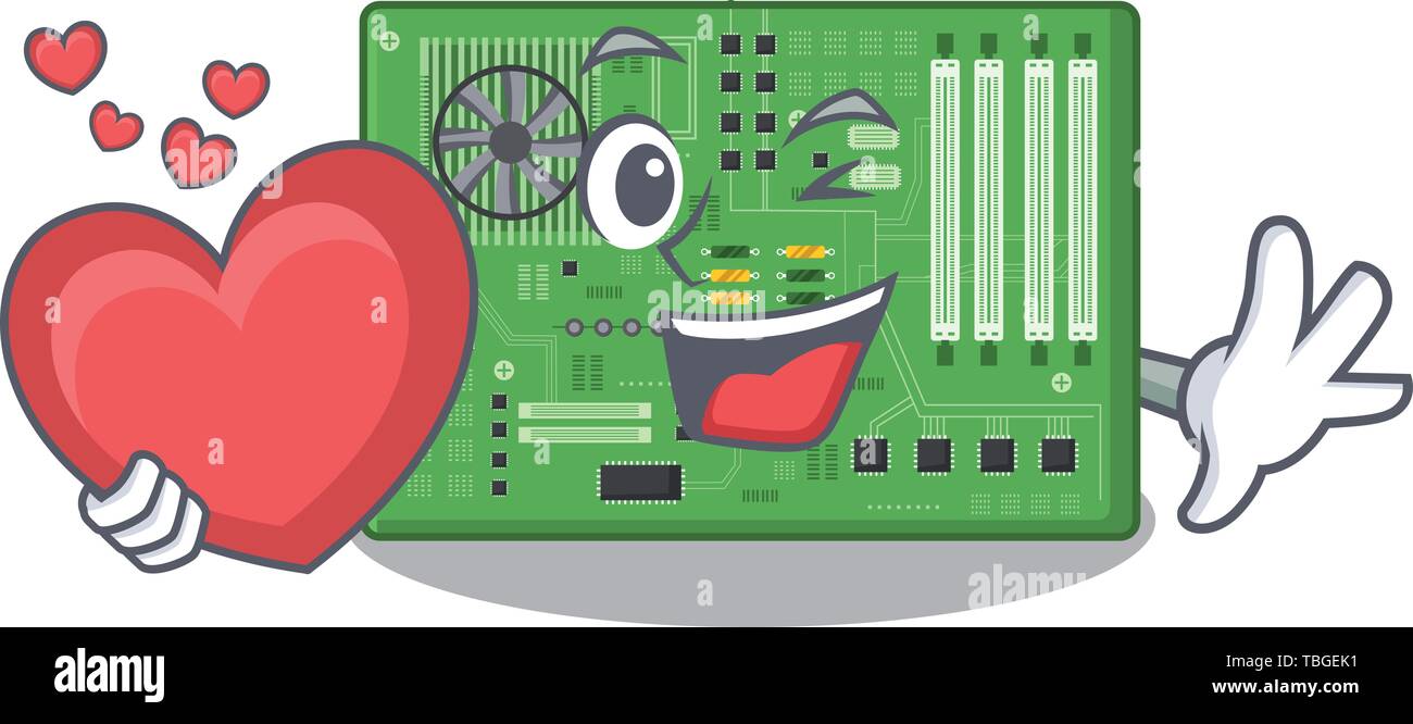 With heart motherboard in the a computer cartoon Stock Vector Image ...