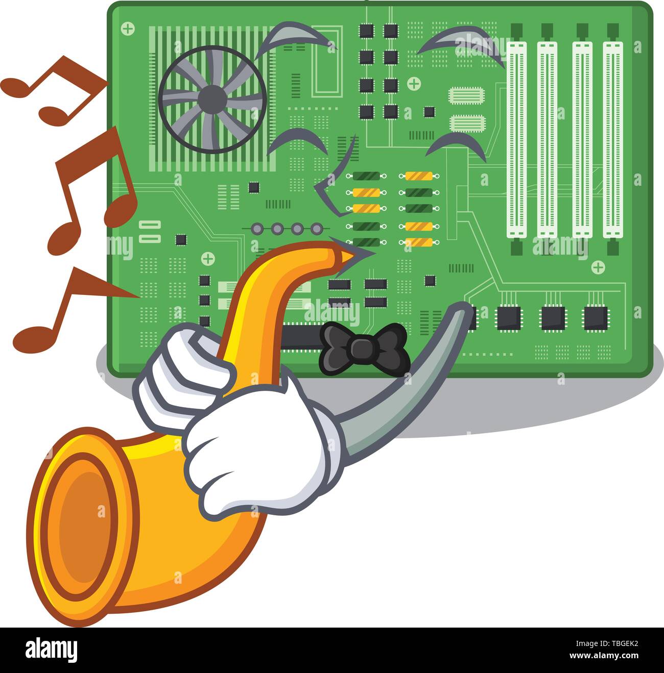 With trumpet motherboard in the a computer cartoon Stock Vector Image ...