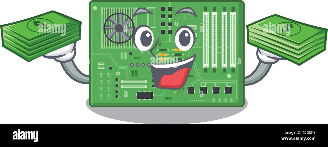 With money bag motherboard in the a computer cartoon Stock Vector Image ...
