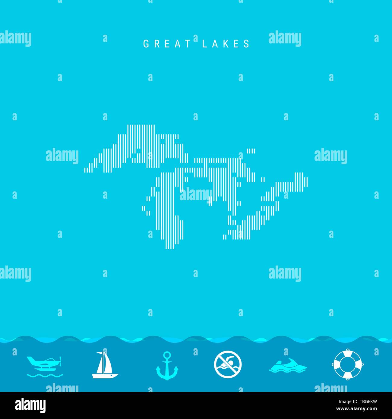 Vector Vertical Lines Pattern Map of all Great Lakes, One of the Lakes ...