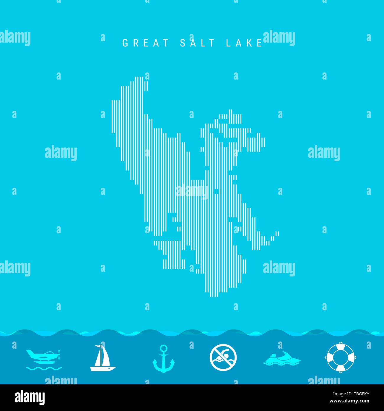 Vector Vertical Lines Pattern Map of Great Salt Lake, One of the Lakes ...