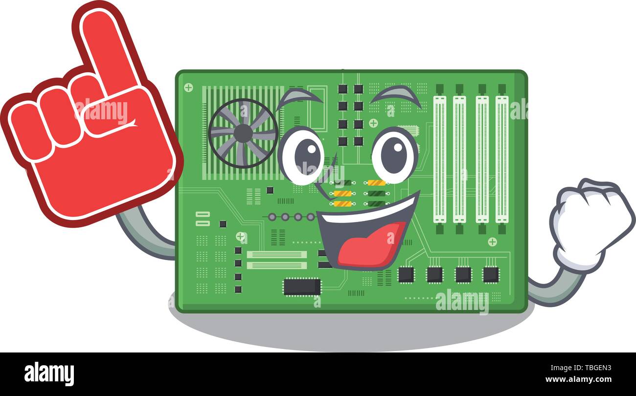 Foam finger toy motherboard the in a mascot bag Stock Vector Image ...