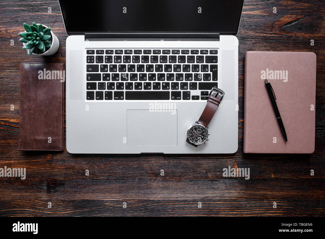 work space of a businessman. view from above . coffee black note and ...