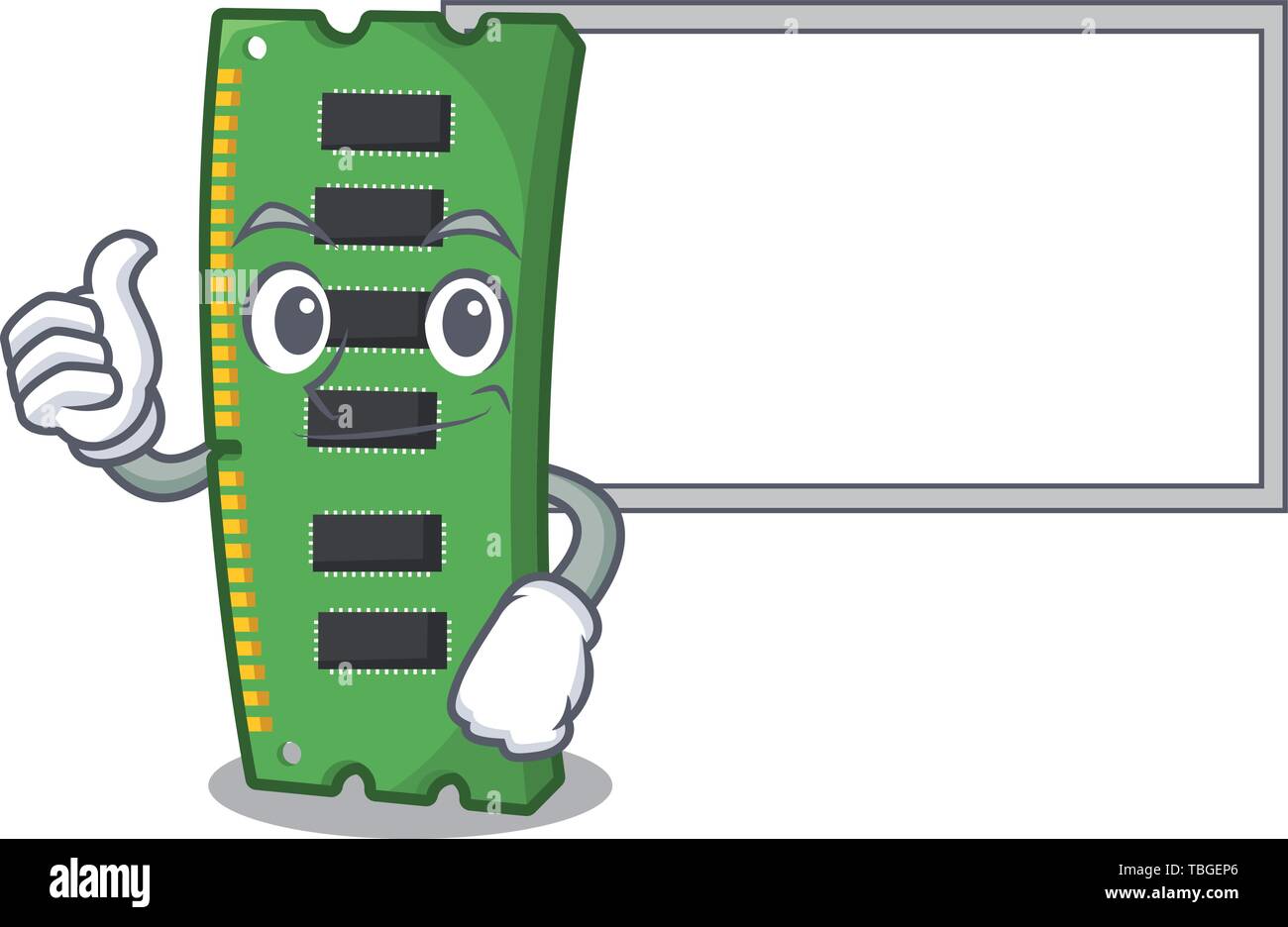 Thumbs up with board RAM memory card isolated in cartoon Stock Vector ...