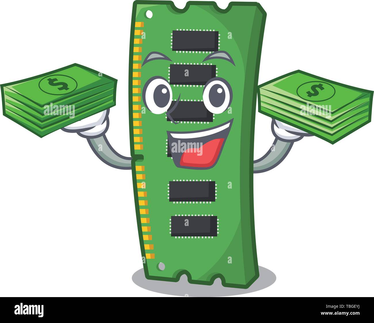 With money bag RAM memory card in PC character Stock Vector Image & Art ...