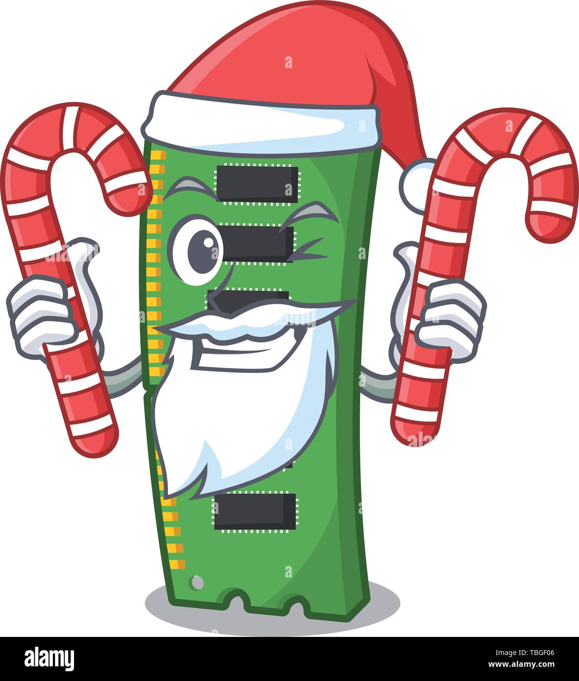 Santa with candy RAM memory card above cartoon table Stock Vector Image ...