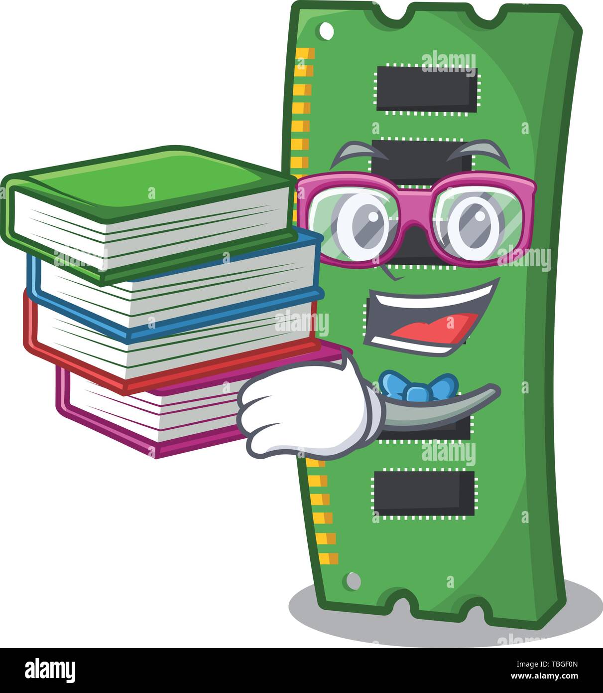 Student with book RAM memory card above cartoon table Stock Vector ...