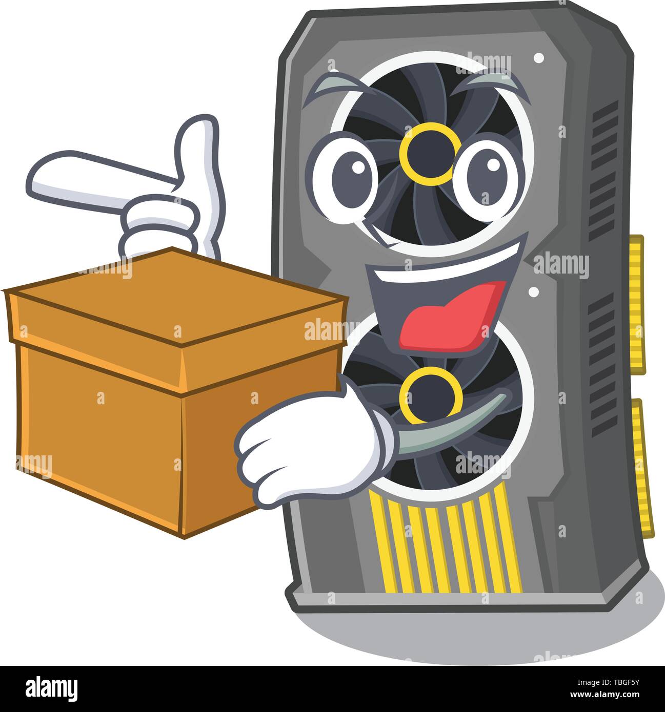 With box video graphics card isolated with cartoon Stock Vector Image ...