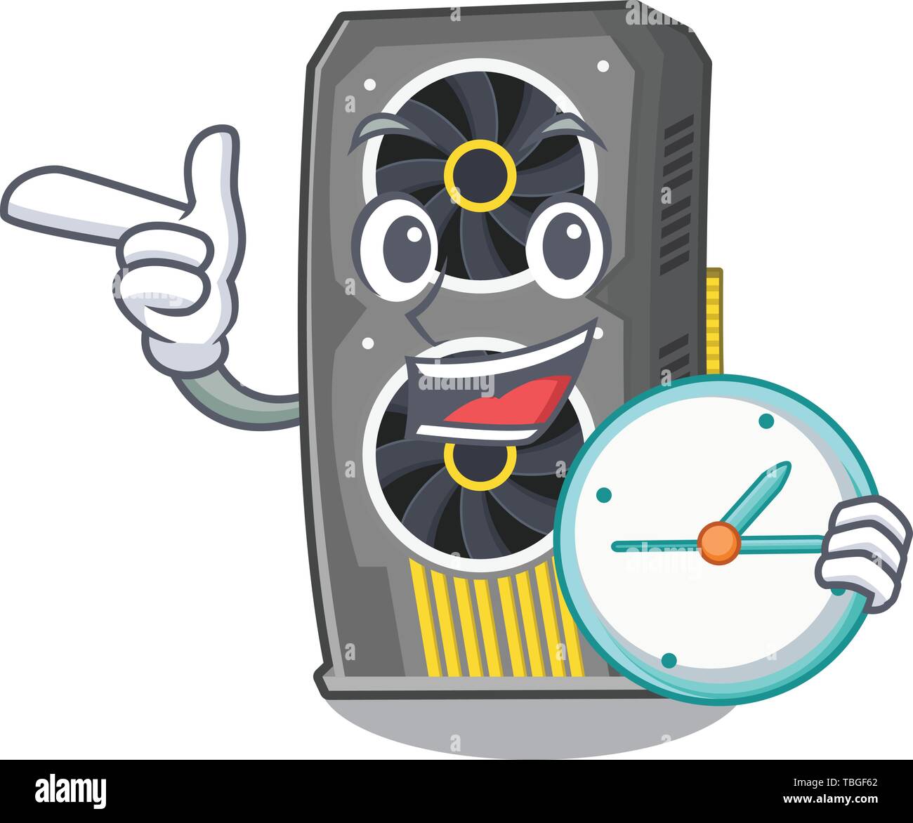 With clock video graphics card isolated with cartoon Stock Vector Image ...