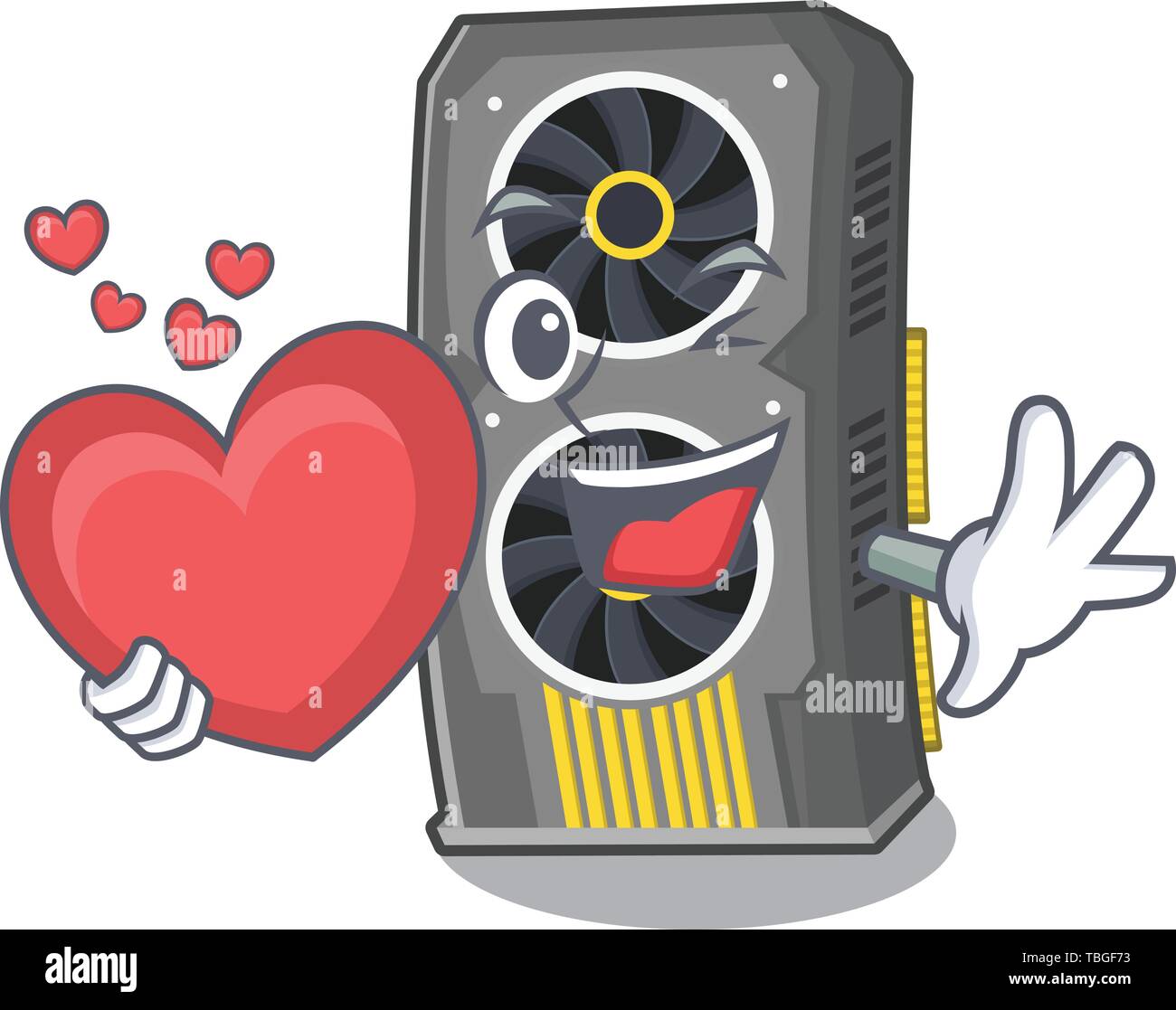 With heart video graphics card in PC character Stock Vector Image & Art ...