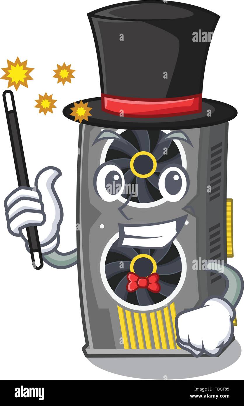 Magician video graphics card above cartoon chair Stock Vector Image ...