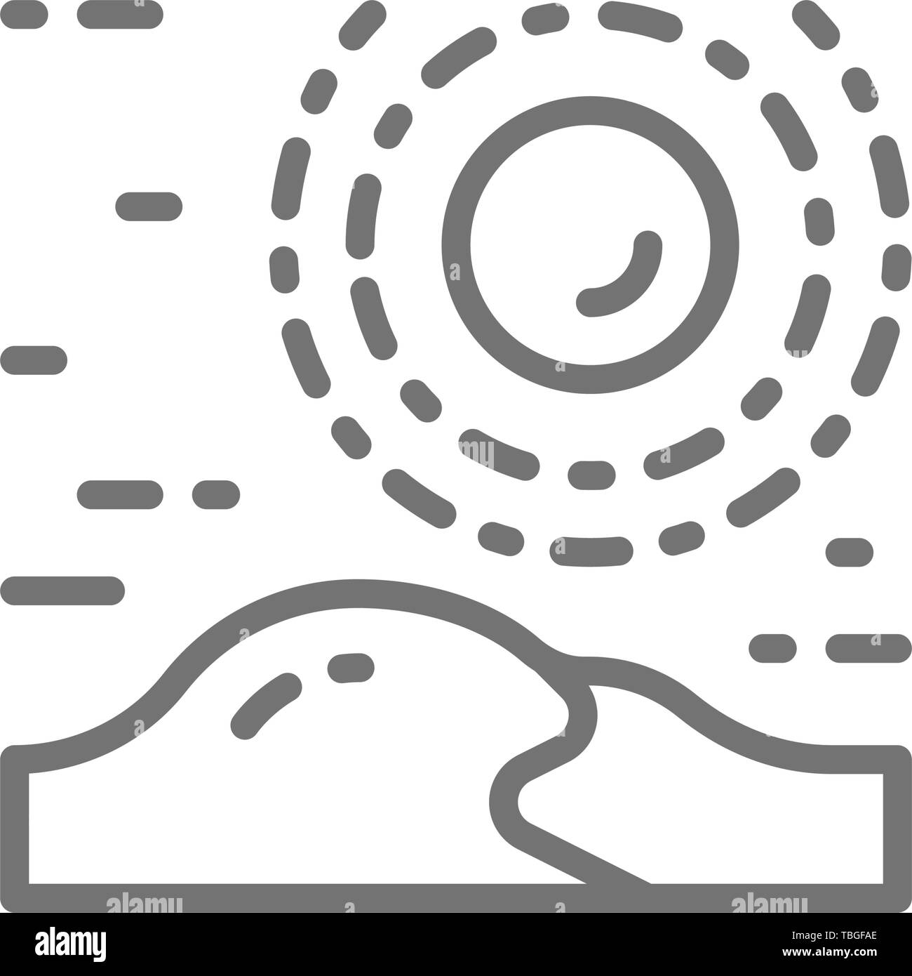 Vector desert, dunes, sandy landscape line icon Stock Vector Image ...