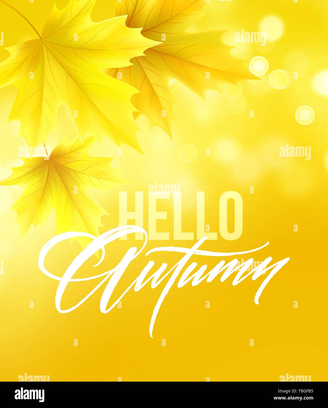 Autumn poster with lettering and yellow autumn maple leaves. Vector ...
