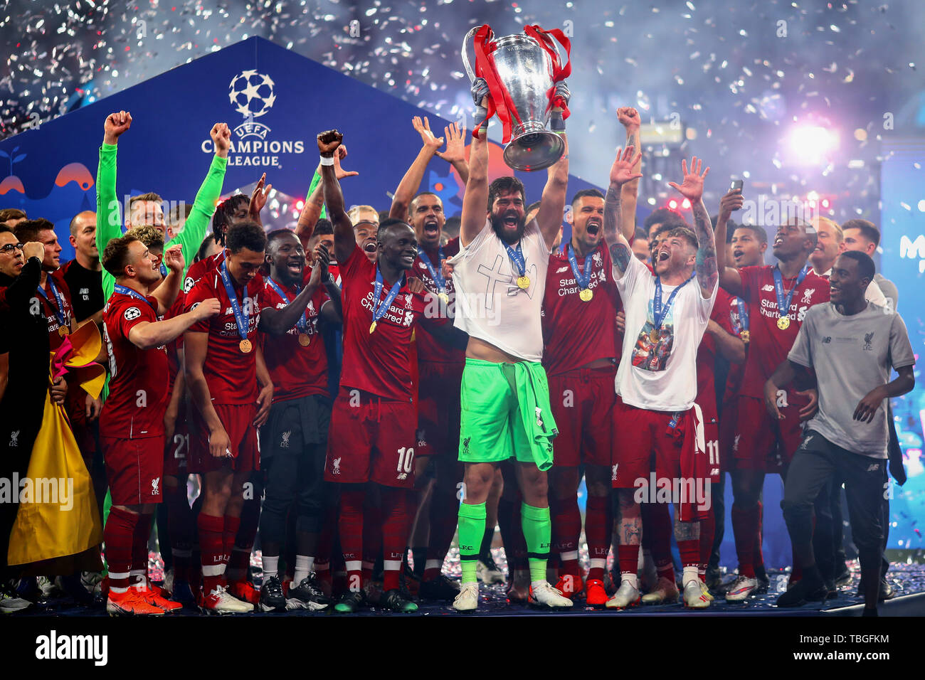 Alisson champions league trophy hi-res stock photography and images - Alamy