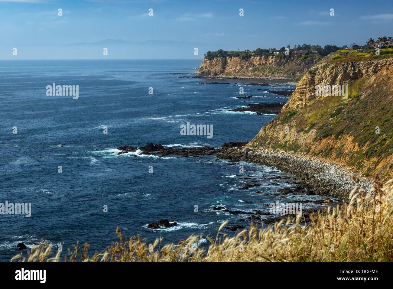 Stunning Golden Cove Southern California coastline view with tall ...