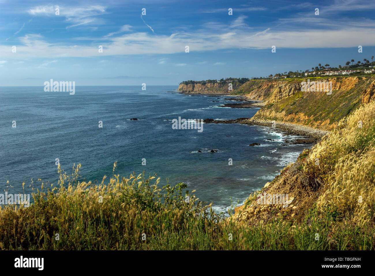 Stunning Golden Cove Southern California coastline view with tall ...