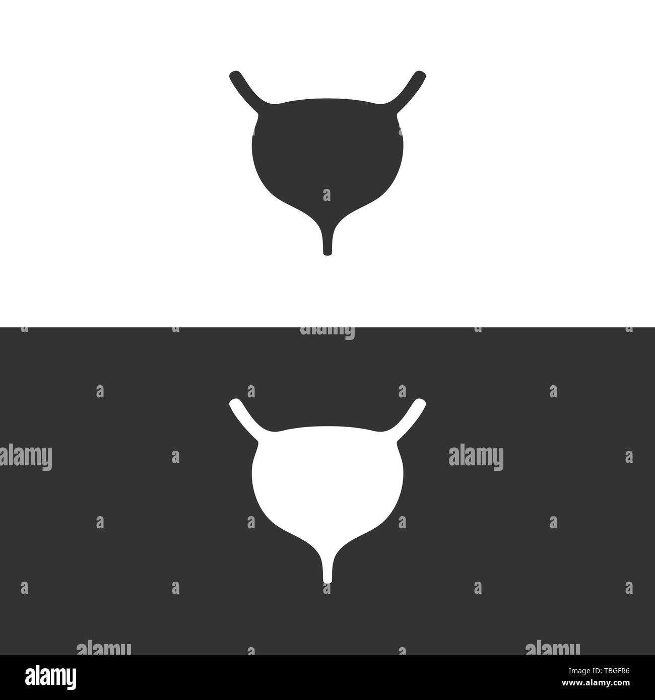 Human organ. Bladder icon on black and white background. Vector ...