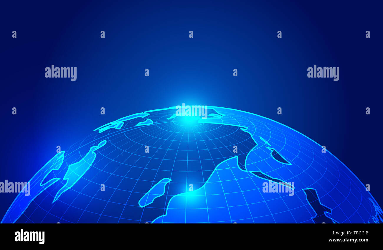 Cosmic starry sky, dot line link, digital Earth composition world big ...