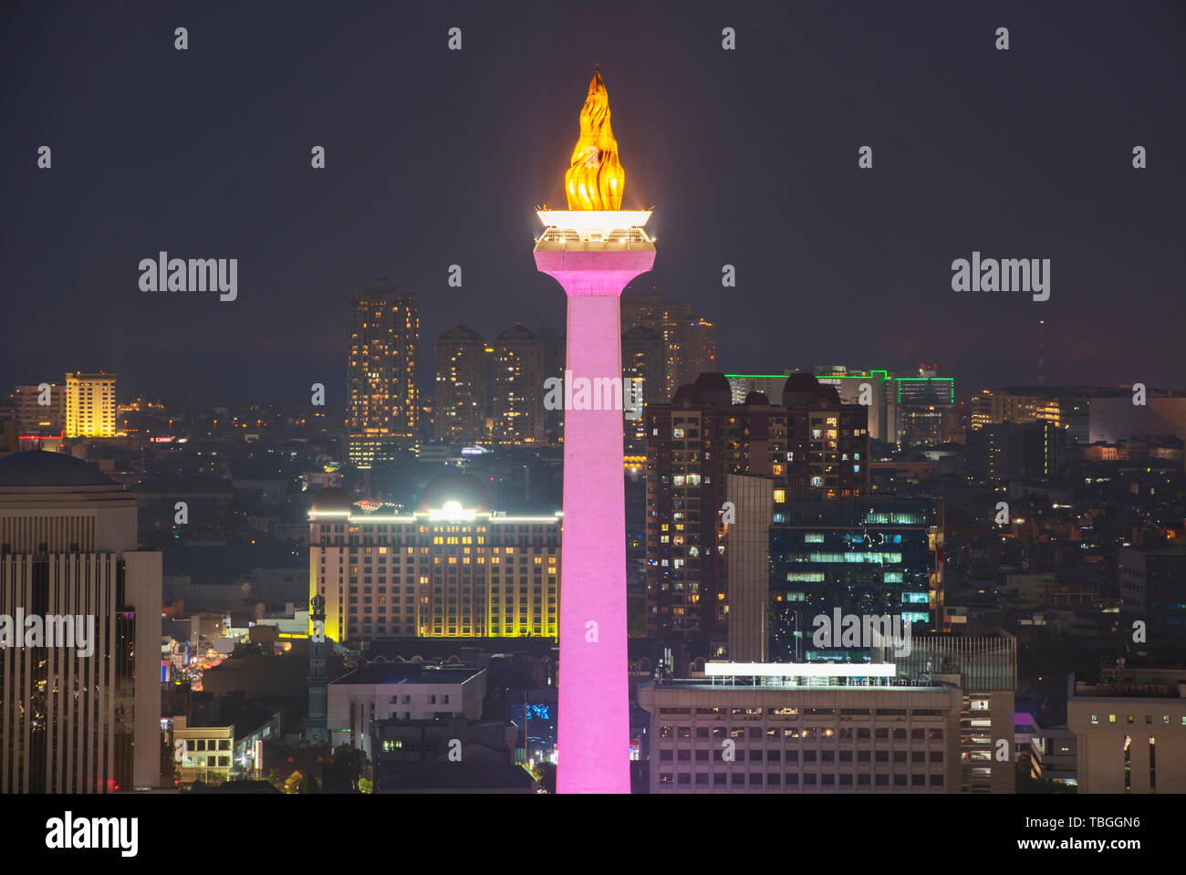 Jakarta city skyline with iconic symbol likes National Monument (Monas ...