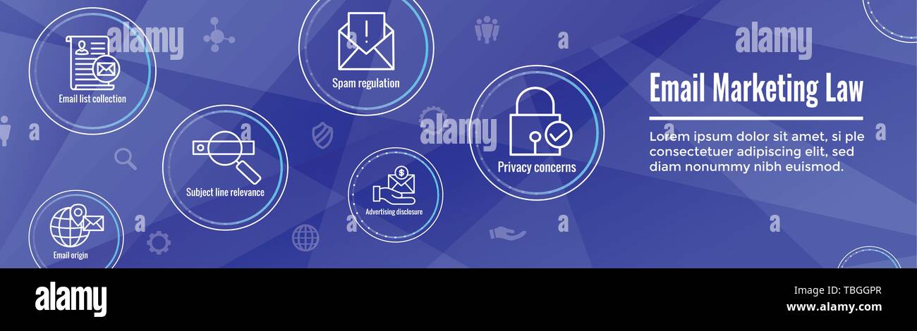 Email Marketing Rules & Regulations Icon Set and Web Header Banner ...