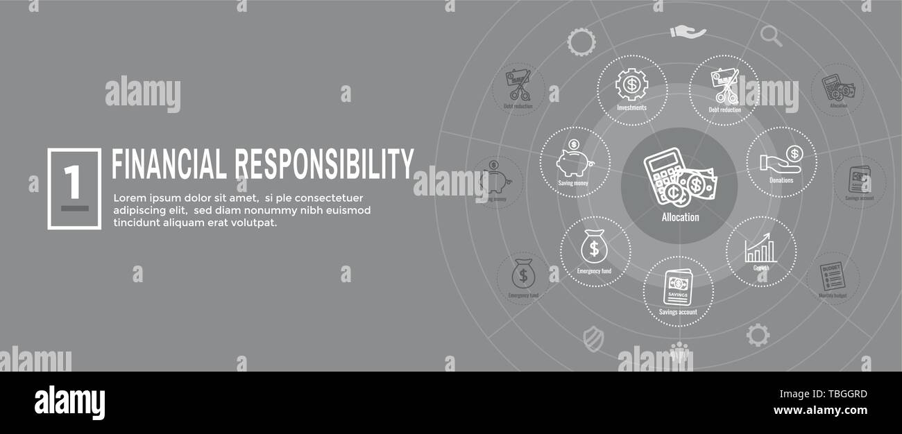 Personal Finance & Responsibility Icon Set & Web Header Banner Stock ...