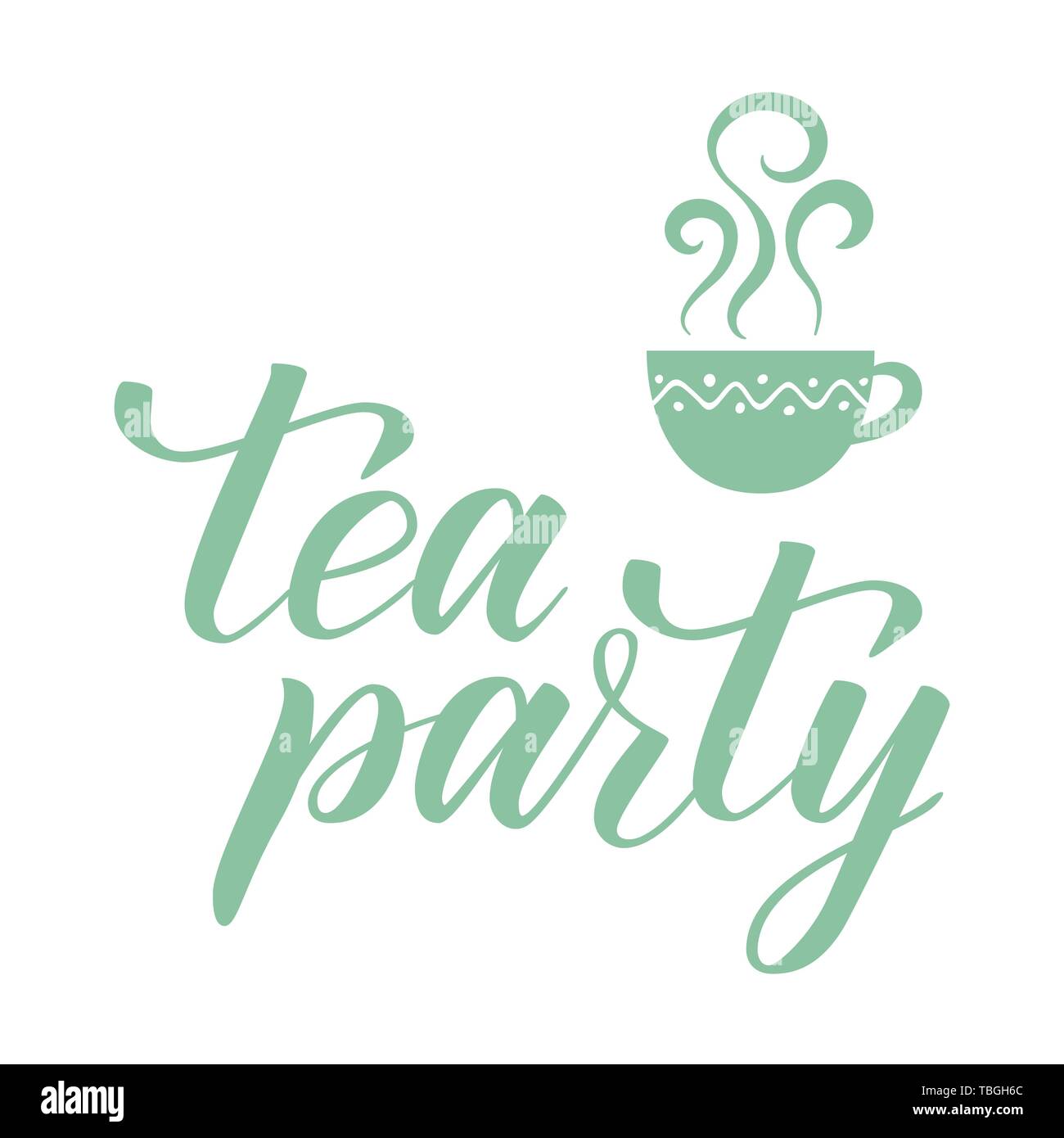 Handwritten brush calligraphy Tea party Stock Vector Image & Art - Alamy
