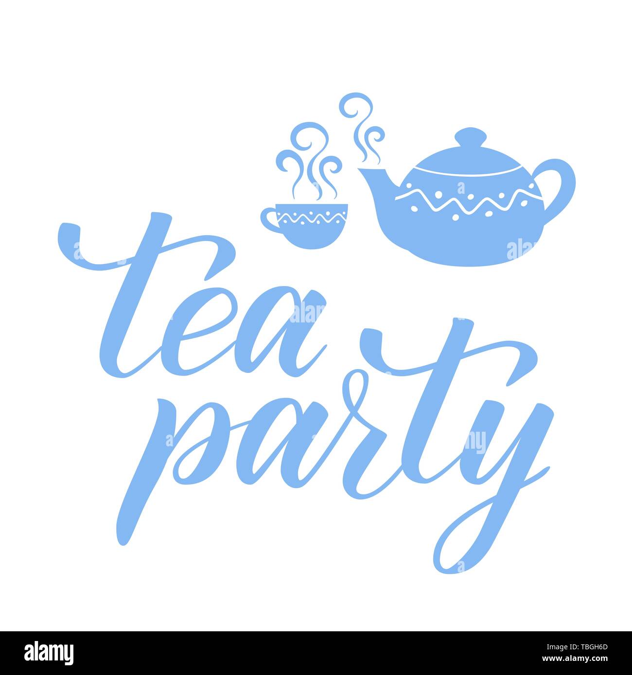 Handwritten brush calligraphy Tea party Stock Vector Image & Art - Alamy